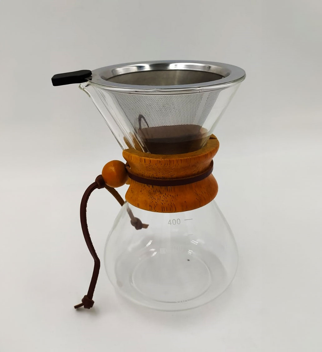 CHEMEX CUELLO MADERA 400 ML C/DRIPER METAL Luz Tostadores de Café
